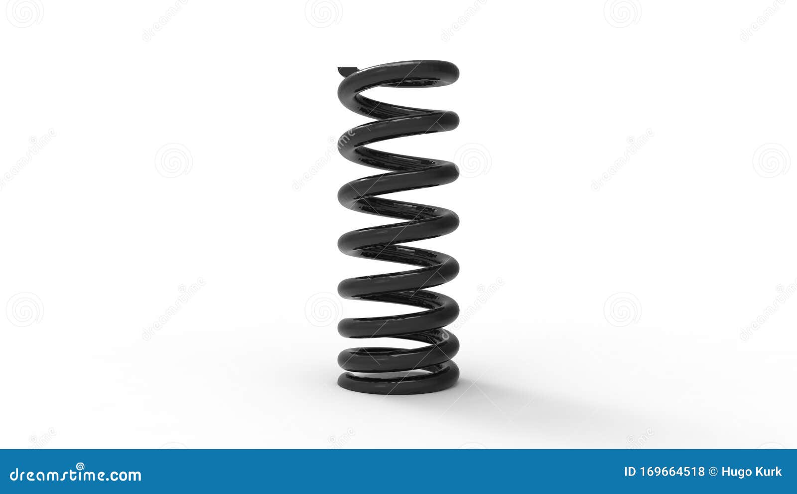 3d Rendering of a Black Spring Coil Isolated on White Background Stock ...