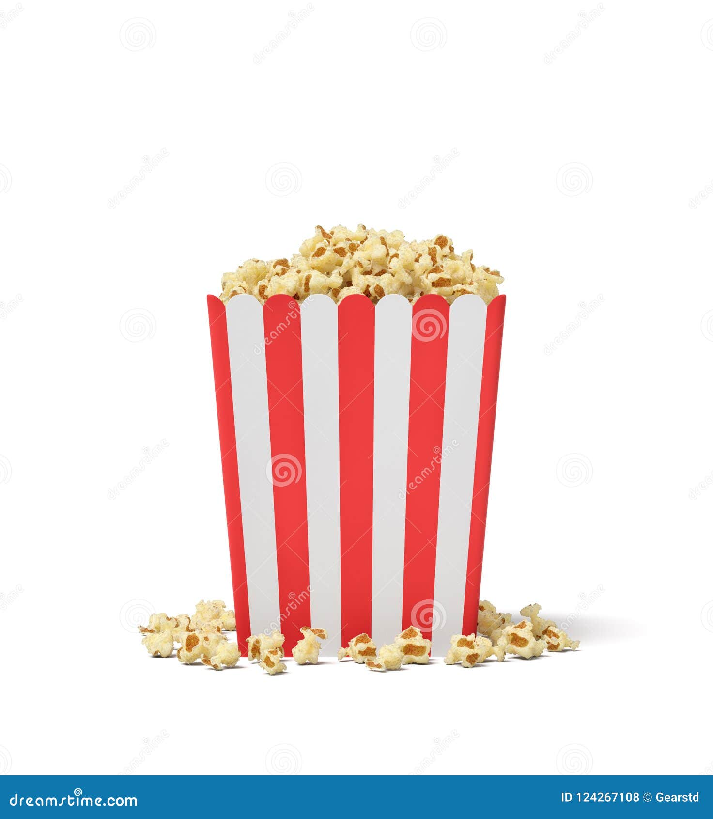 3d Rendering of a Square Striped Popcorn Bucket with Popcorn ...