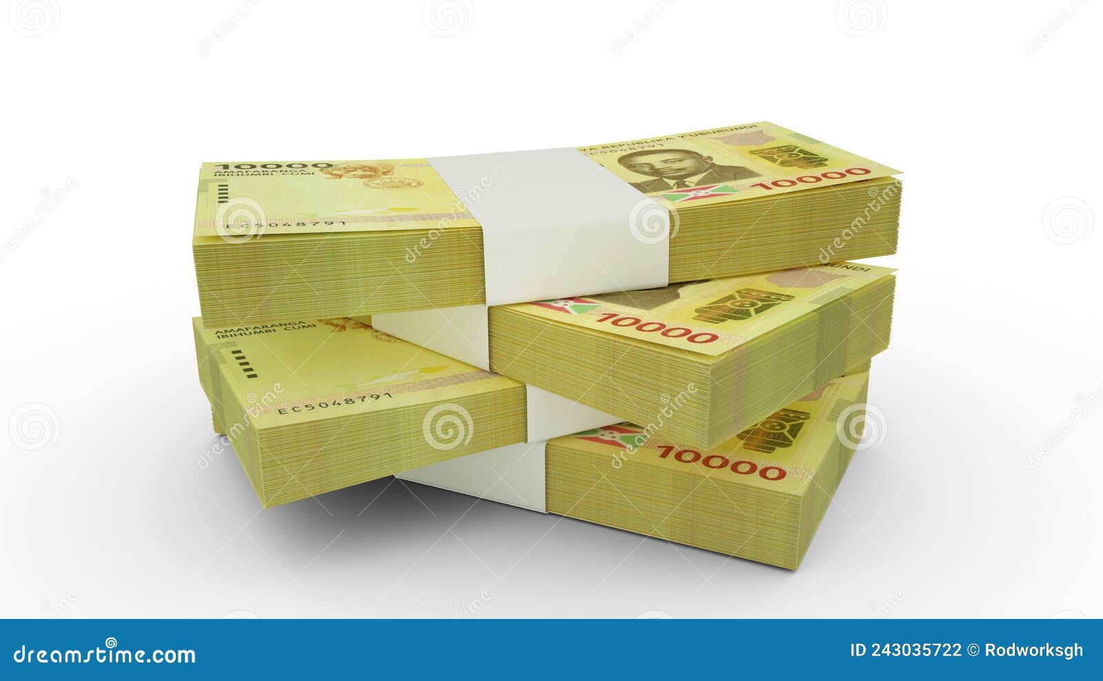 3d Stack Of 10000 West African CFA Notes Isolated On White Background ...