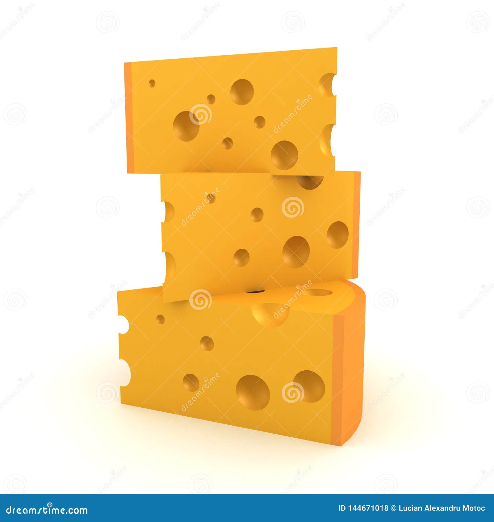 3D Rendering of a Stack of Cheese Slices Stock Illustration ...