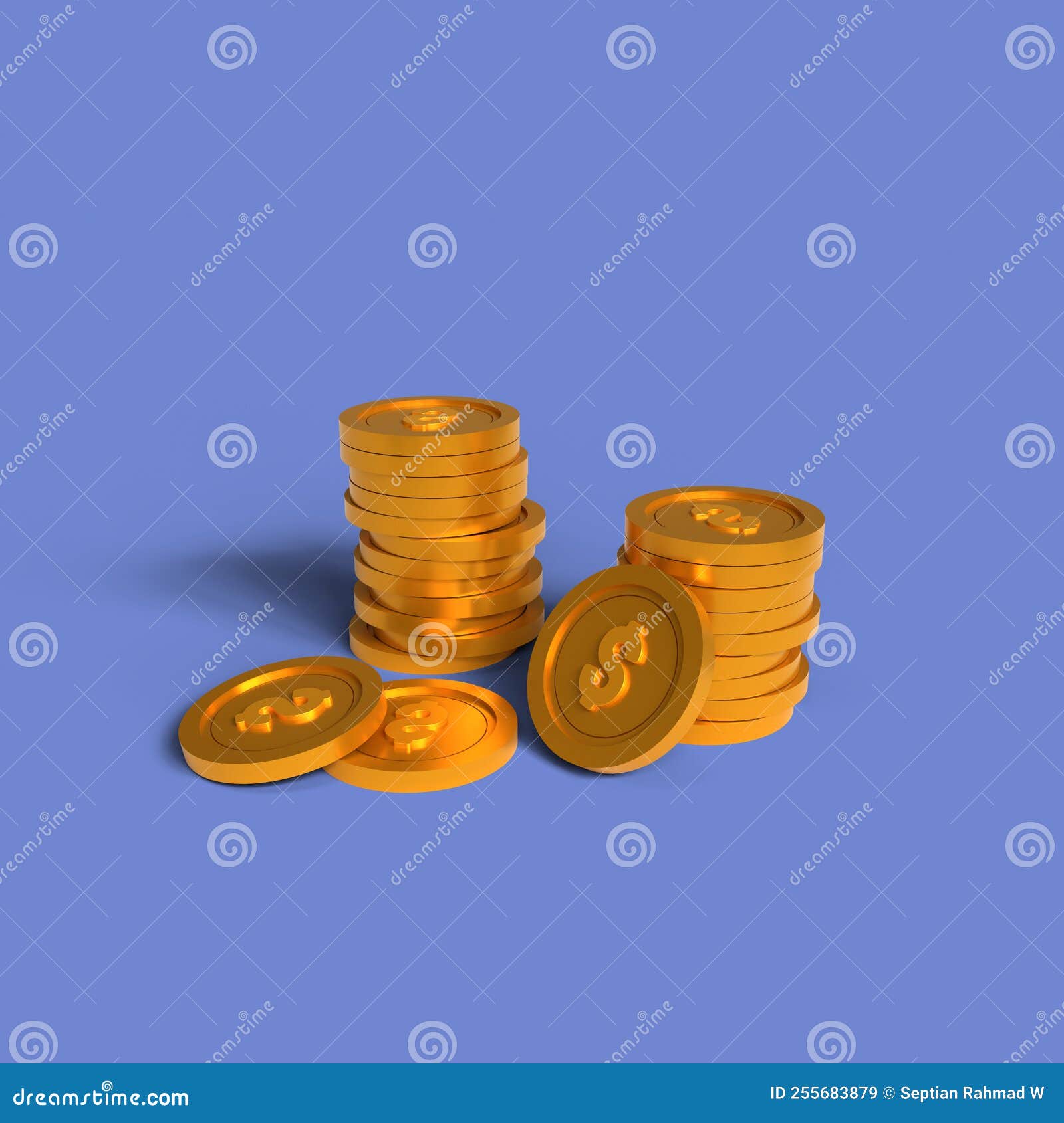 3d Rendering Stack Coins with Pastel Background Stock Illustration ...