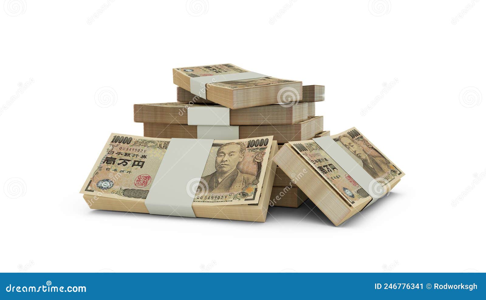 Stack of 10000 Japanese Yen Notes. Bundles of Japanese Currency Notes ...