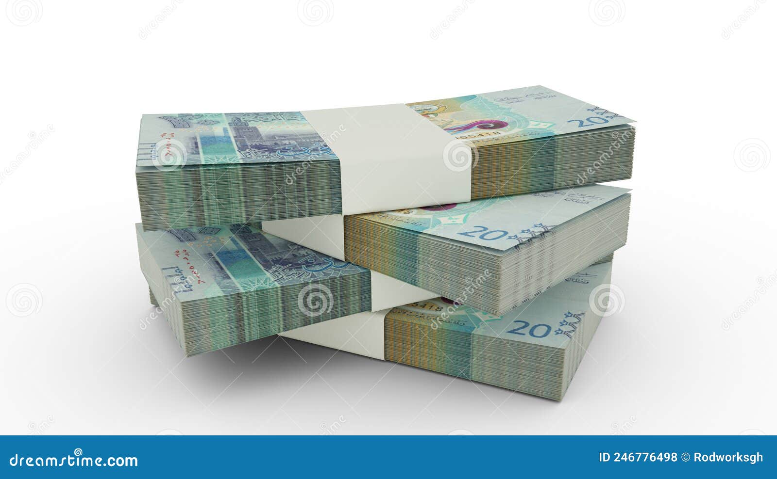 Stack of Kuwaiti Dinar Notes. Few Bundles of Kuwaiti Currency Isolated ...
