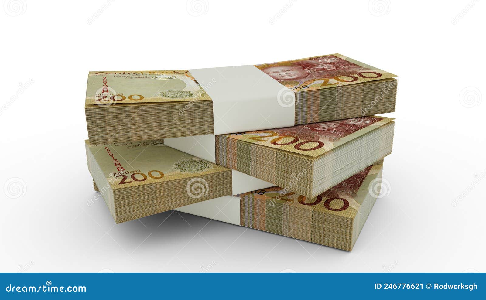 Few Stack of Lesothan Loti Notes. Bundles of Lesotho Currency Notes ...