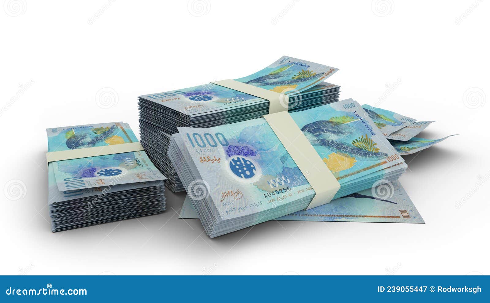 Stack Of Maldivian Rufiyaa Notes Isolated On White Background Royalty ...