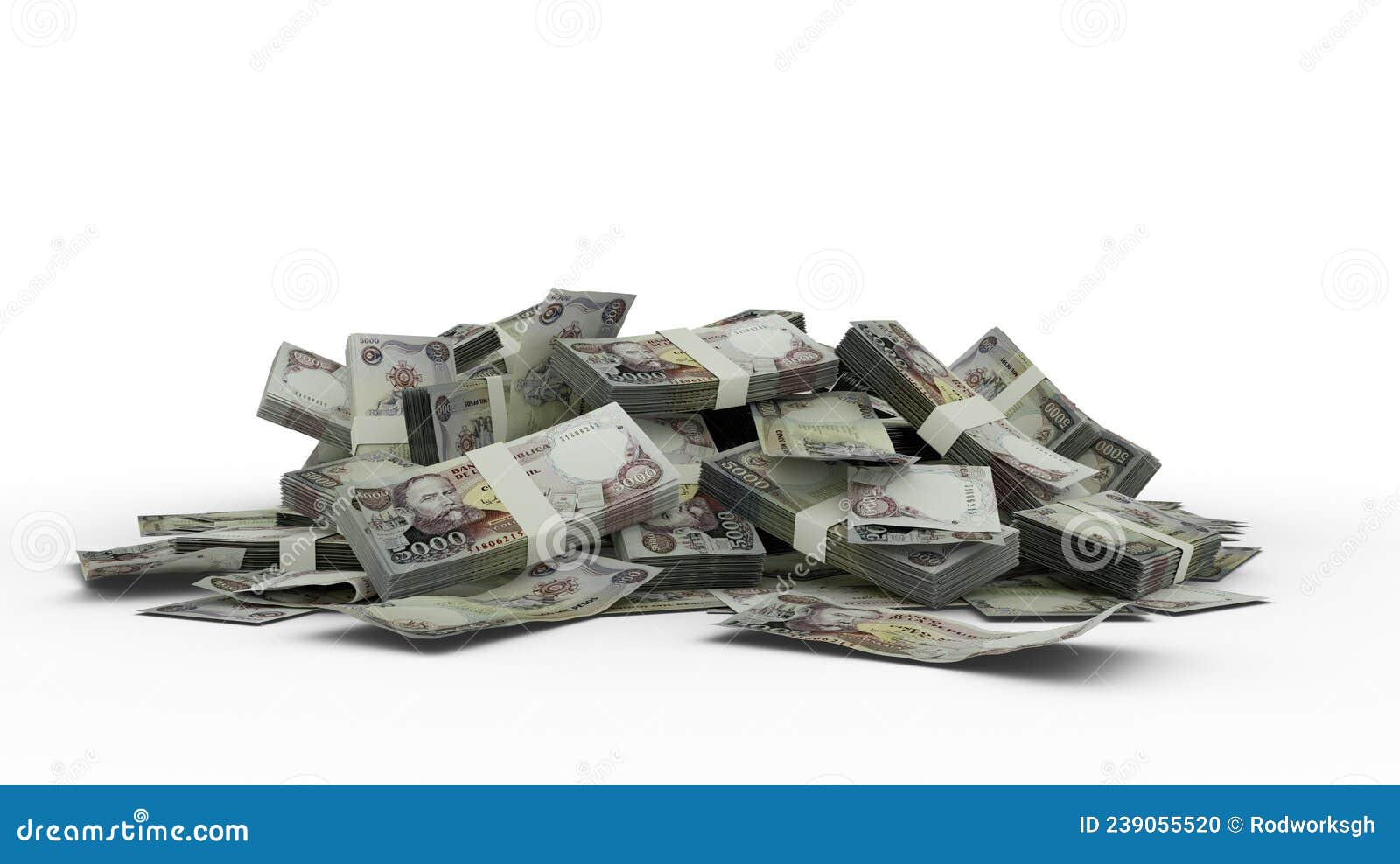 Stack of Panamanian Balboa Notes Isolated on White Background. Bundles ...