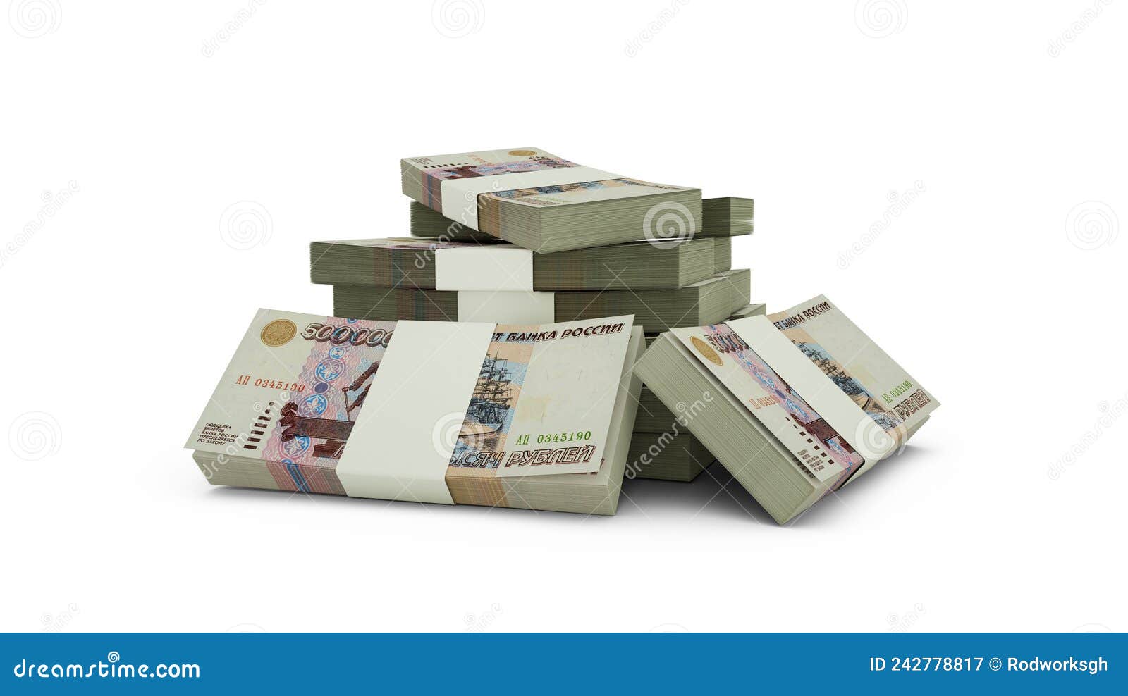 Stack of Russian Ruble Notes. Bundles of Russian Currency Notes ...