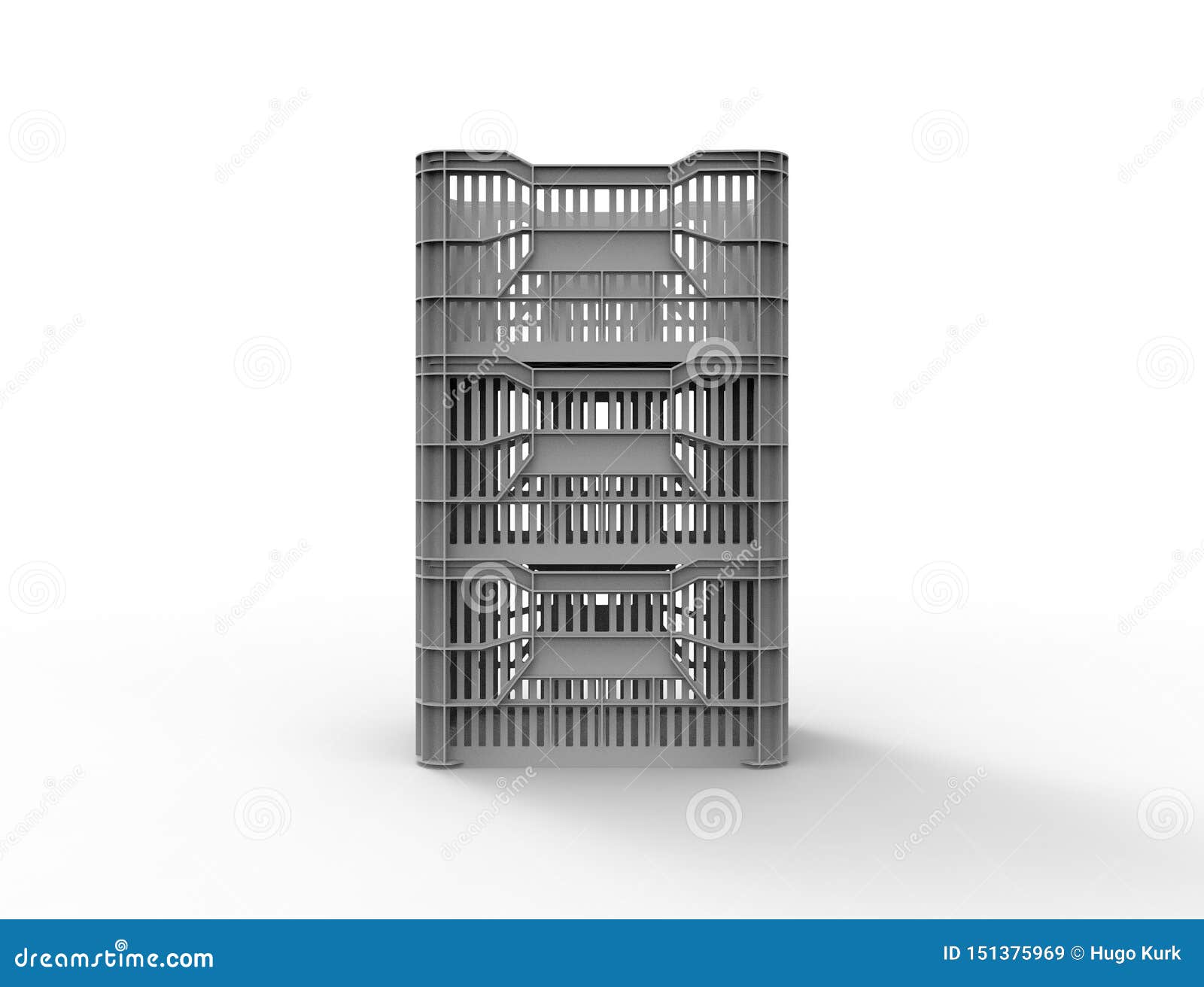 3d Rendering Of A Stackable Plastic Storage Crate Isolated In White ...