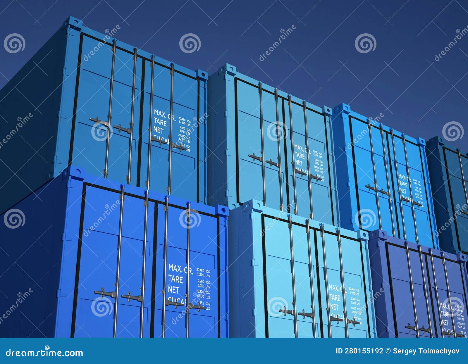 3d Rendering of Stacked Color Cargo Containers Stock Illustration ...