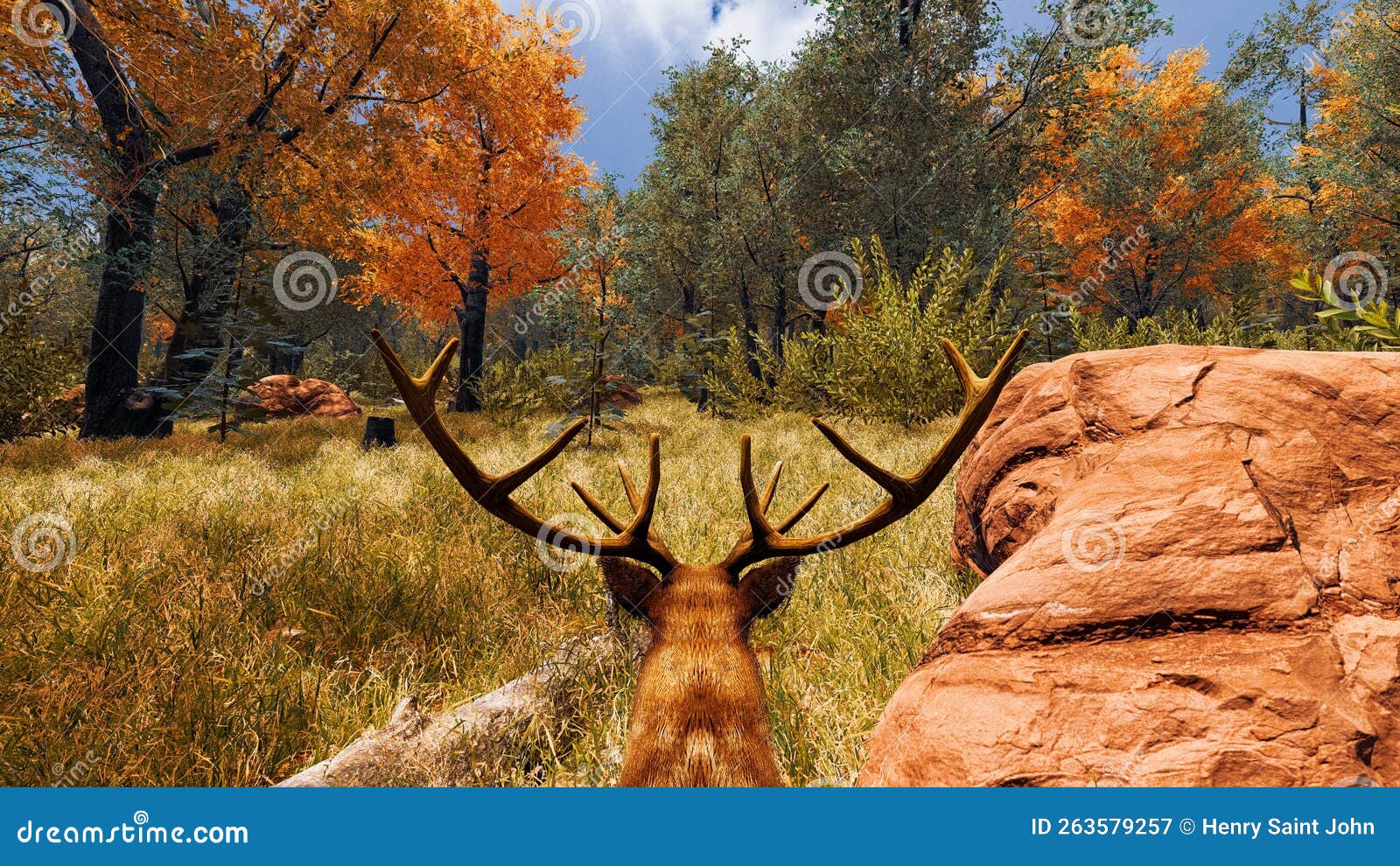 3D Rendering Stag in the Digital Environment about Sustainable ...