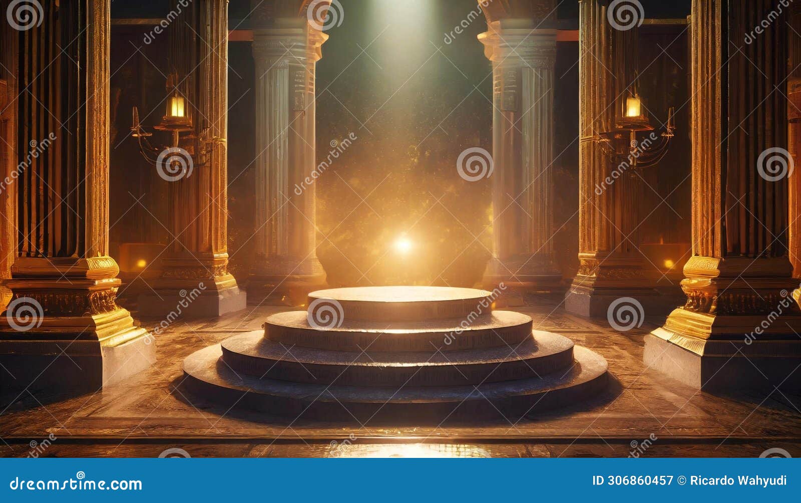 3D Rendering of a Stage with Columns and Stairs Stock Illustration ...