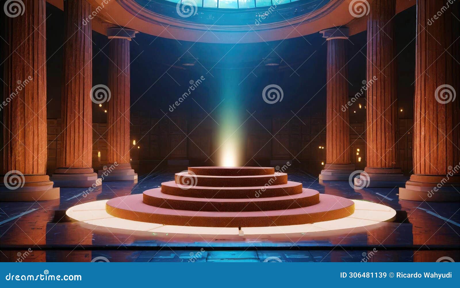 3D Rendering of a Stage with Columns and Stairs Stock Illustration ...