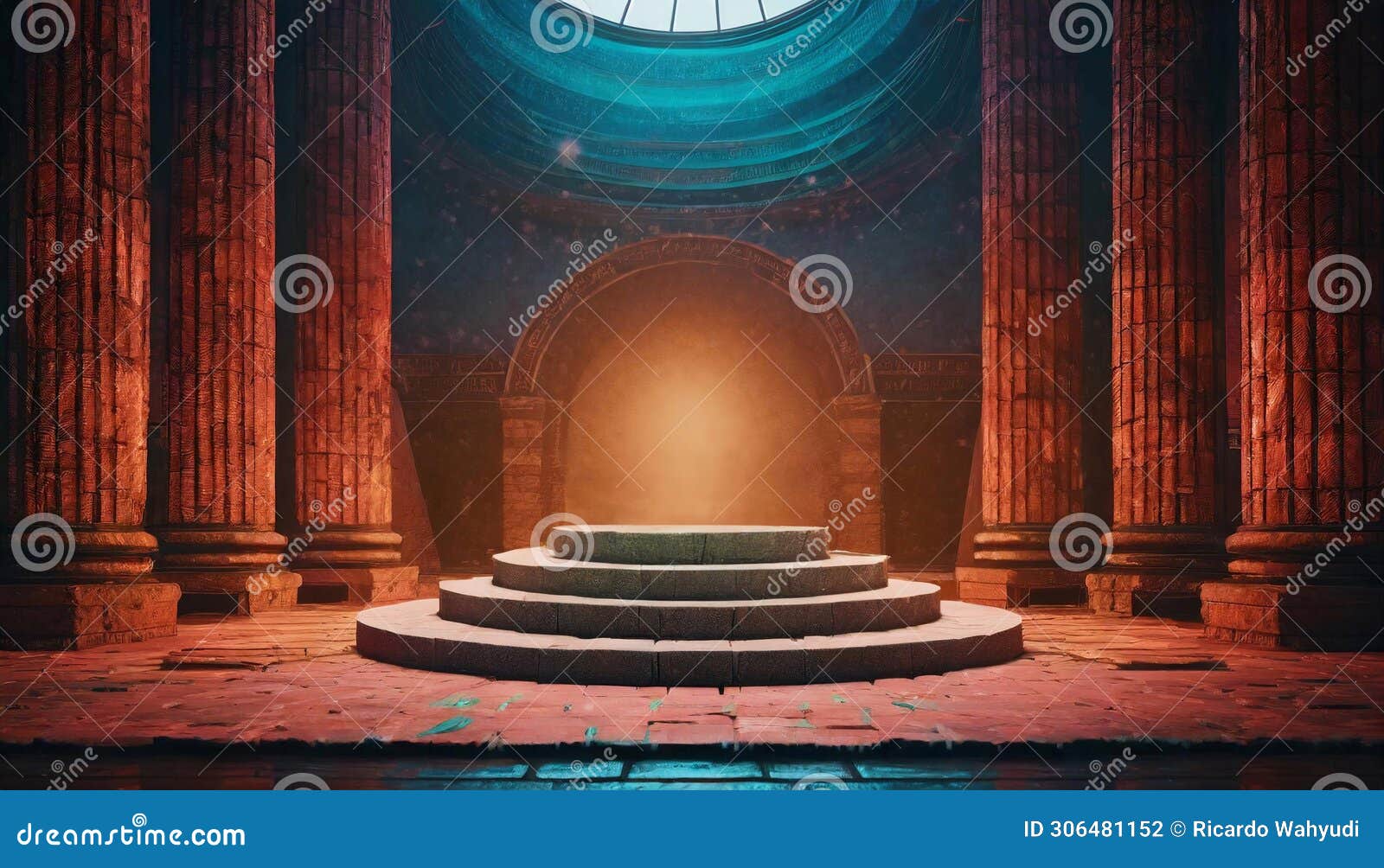 3D Rendering of a Stage with Columns and Stairs Stock Illustration ...