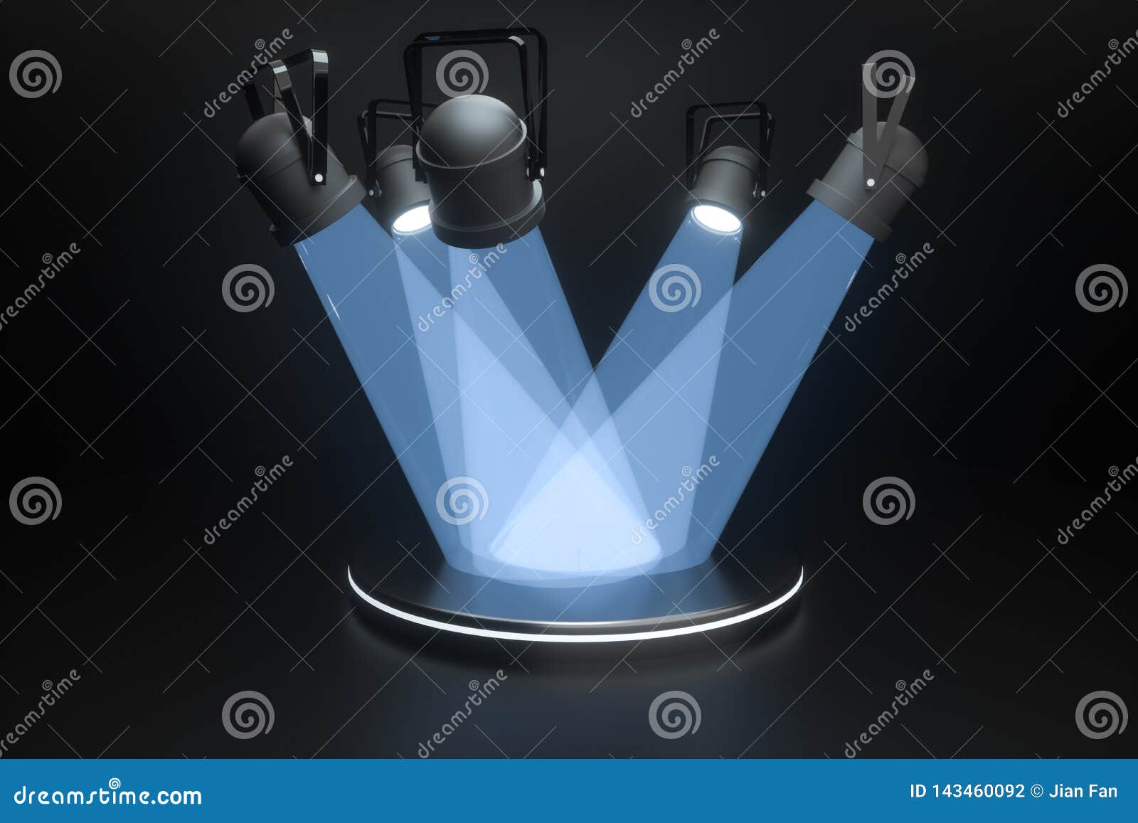 3d Rendering, Stage and Projector Lamp, Stage Show Stock Illustration ...