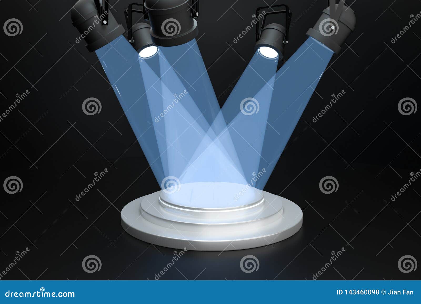 3d Rendering, Stage and Projector Lamp, Stage Show Stock Illustration ...