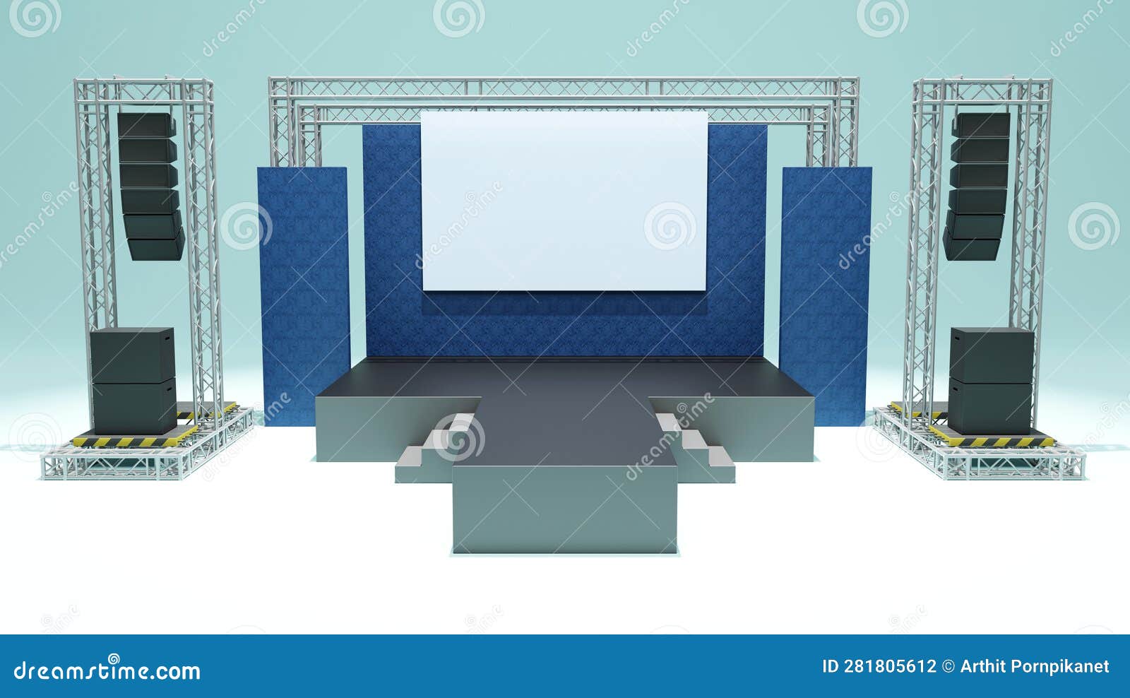 3D Rendering of the Stage Show and Truss Construction with Sound System ...