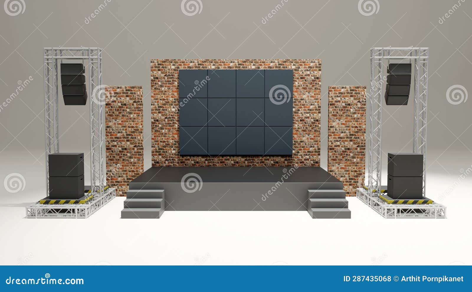 3D Rendering of the Stage Show and Truss Construction with Sound System ...