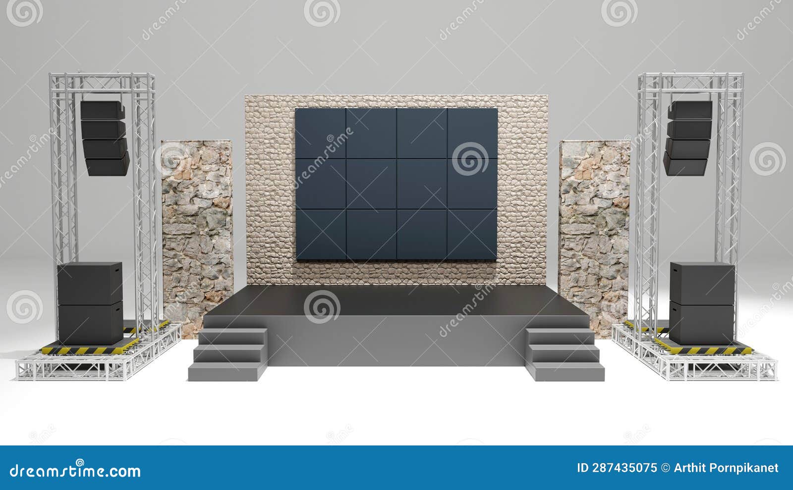 3D Rendering of the Stage Show and Truss Construction with Sound System ...