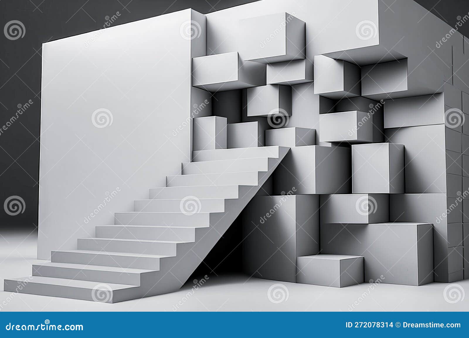 3d Rendering of Staircase and Some Cubes. Generative AI Stock ...