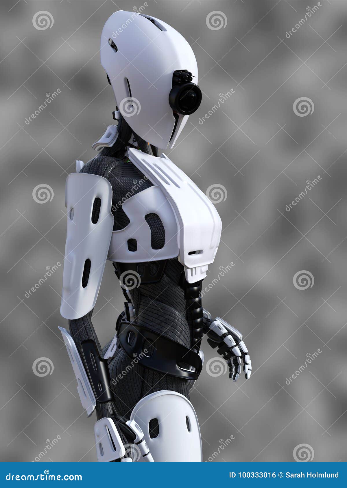 3D Rendering of a Standing Female Android Robot Nr 3. Stock ...