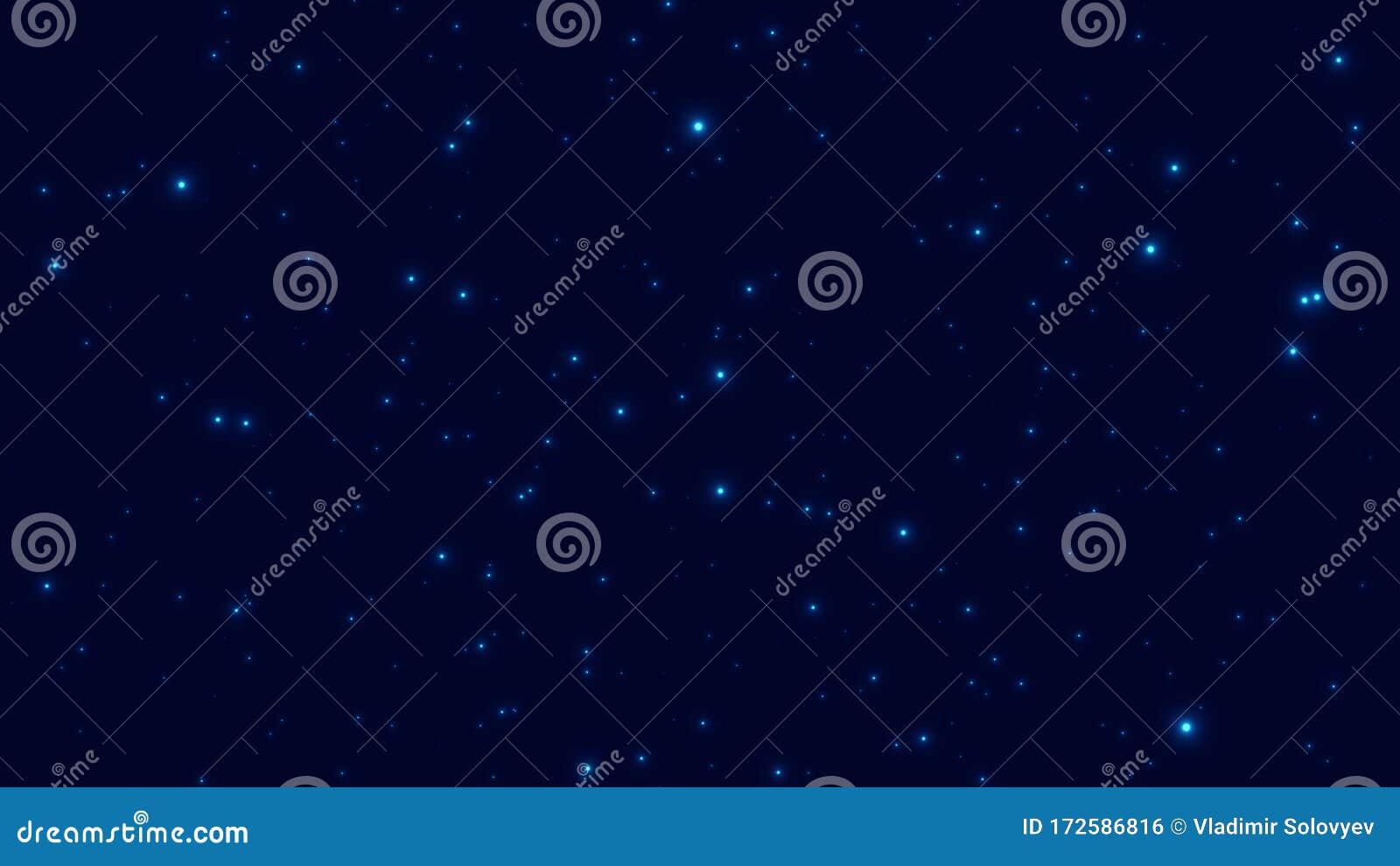 3D Rendering. Starry Sky. Blue Glowing Particles Stock Illustration ...