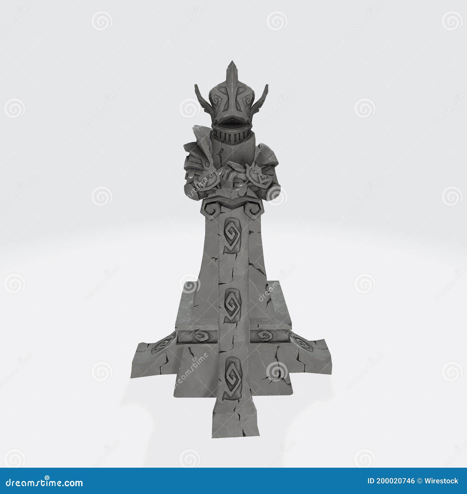 3D Rendering of a Statue of a Warrior Leaning on a Sword Stock ...