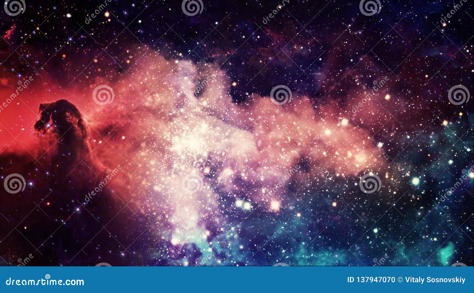 3D Rendering of a Stellar Nebula and Cosmic Dust, Cosmic Gas Clusters ...