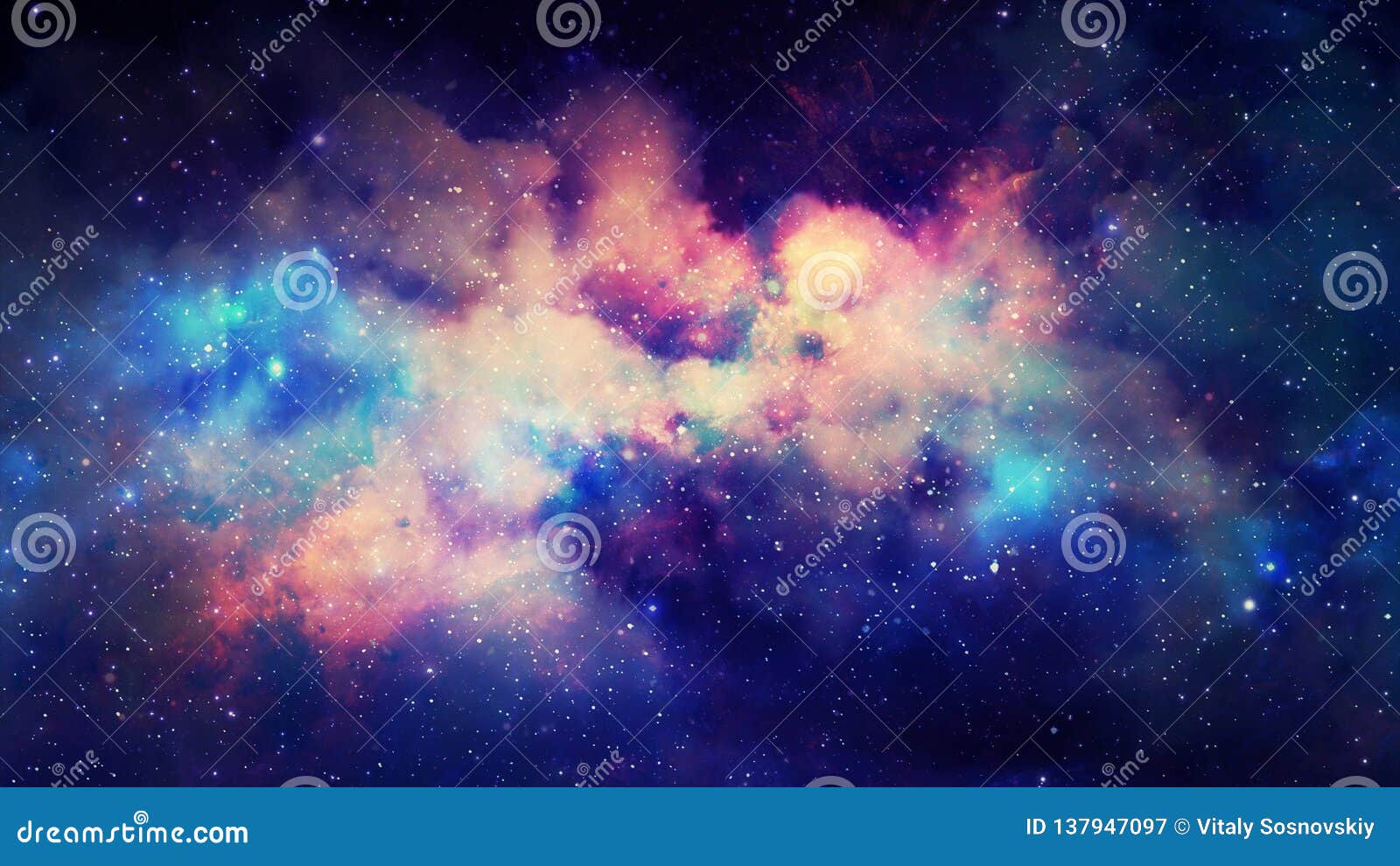 3D Rendering of a Stellar Nebula and Cosmic Dust, Cosmic Gas Clusters ...