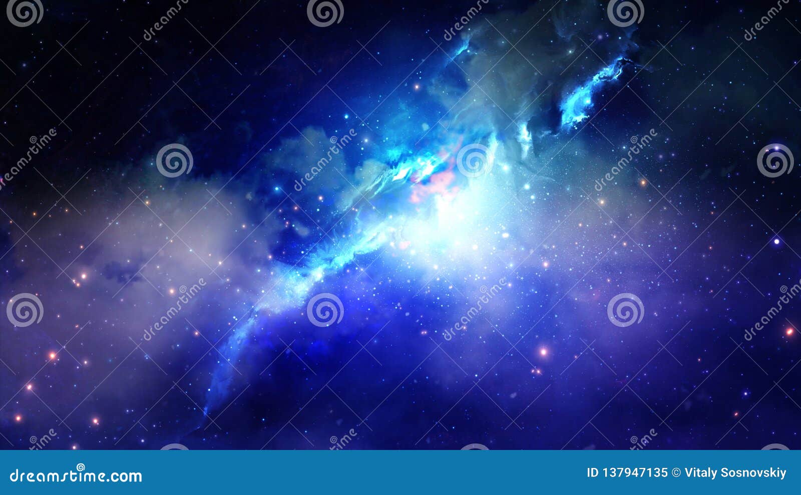 3D Rendering of a Stellar Nebula and Cosmic Dust, Cosmic Gas Clusters ...