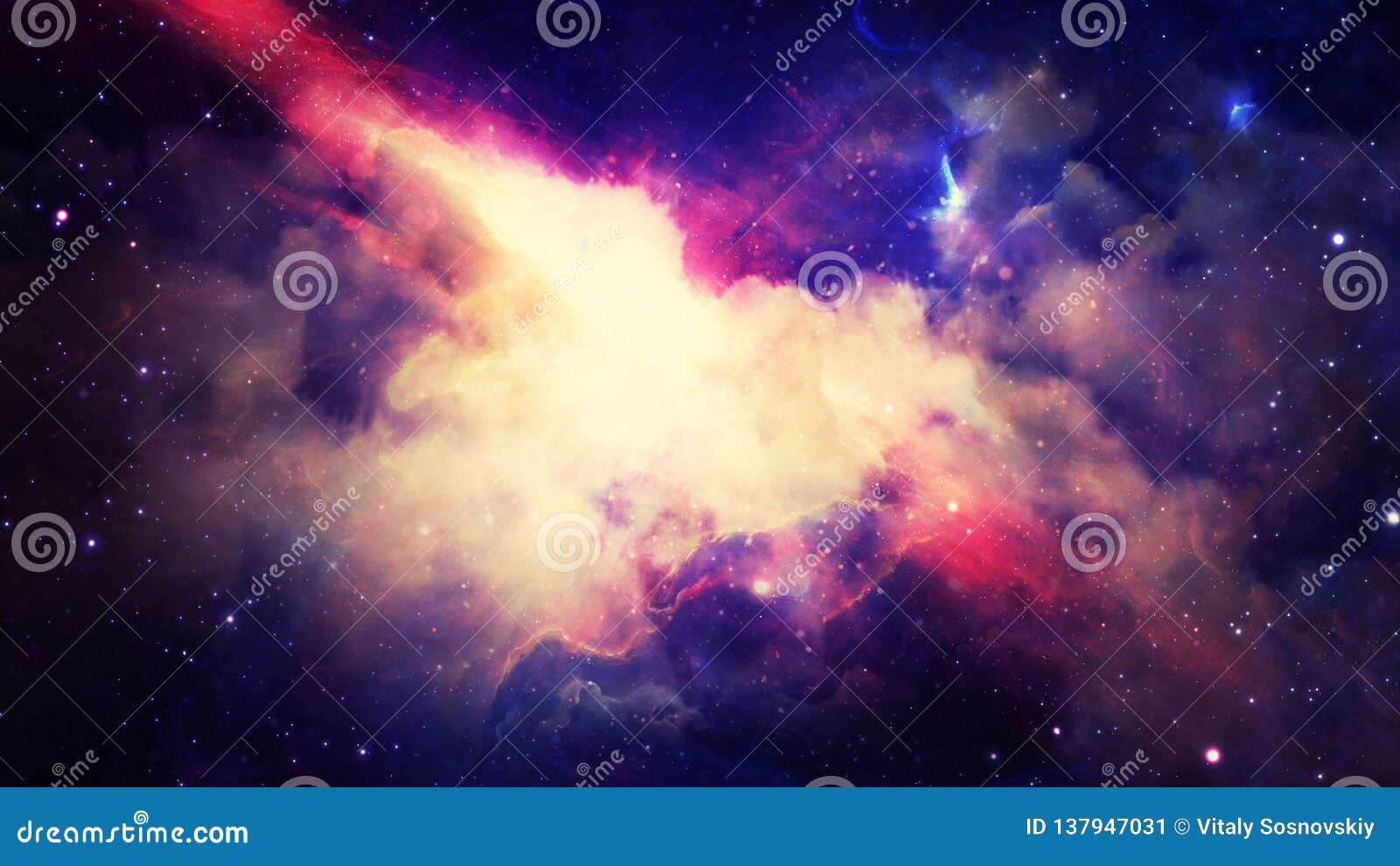 3D Rendering of a Stellar Nebula and Cosmic Dust, Cosmic Gas Clusters ...