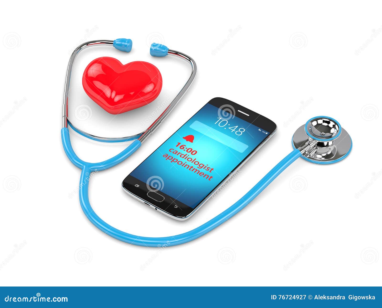 3d Rendering of Stethoscope, Mobile Phone Stock Illustration ...