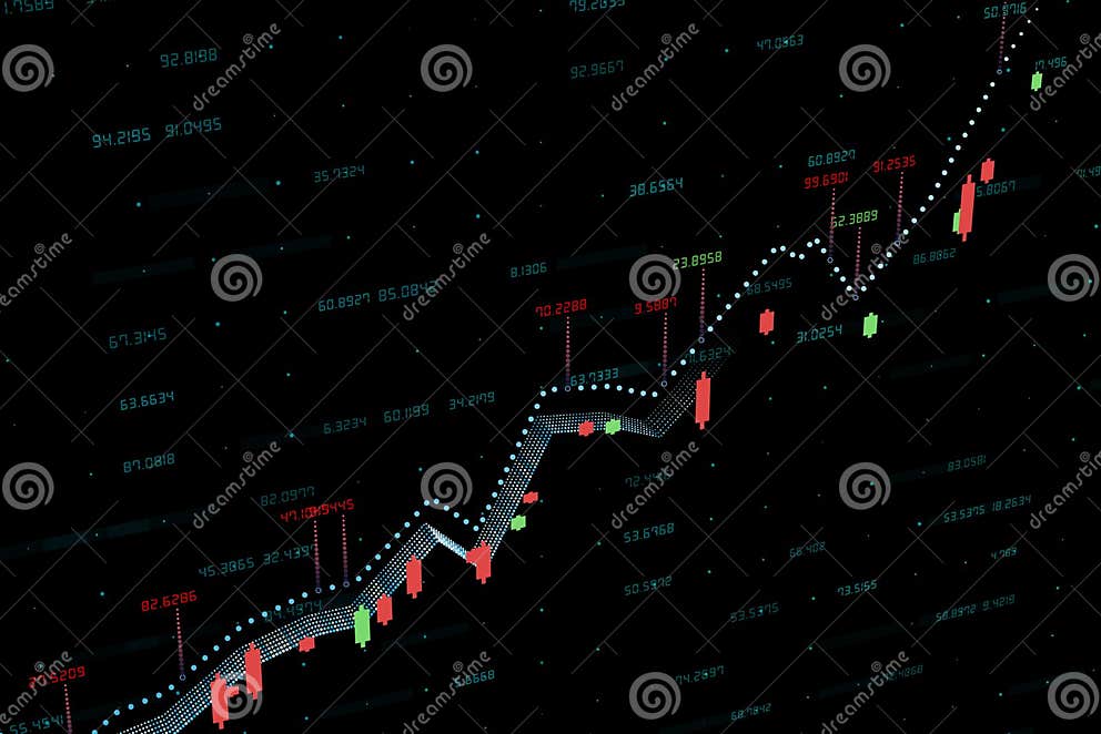 3d Rendering, Stock Chart with Black Background Stock Illustration ...