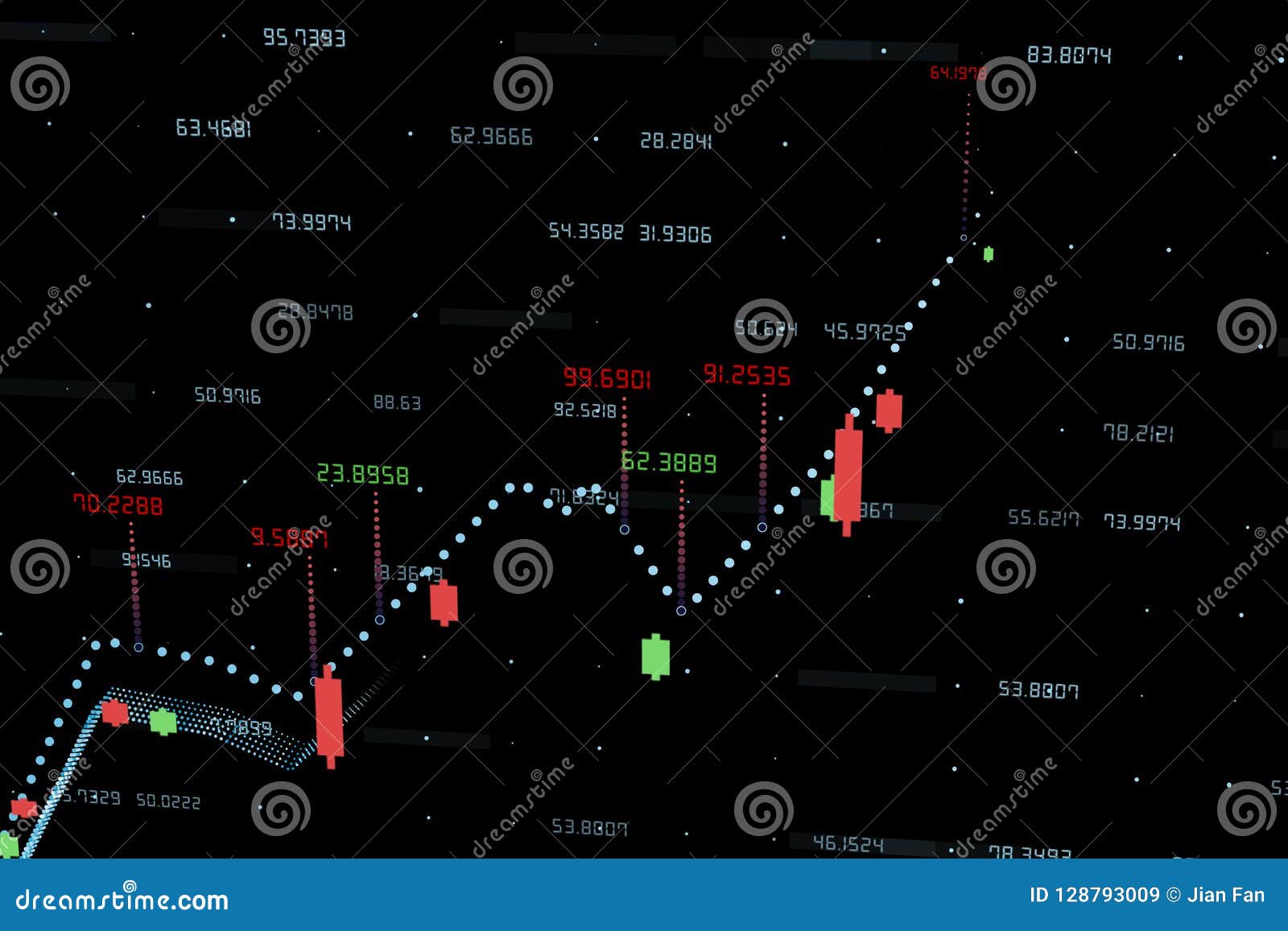 3d Rendering, Stock Chart with Black Background Stock Illustration ...