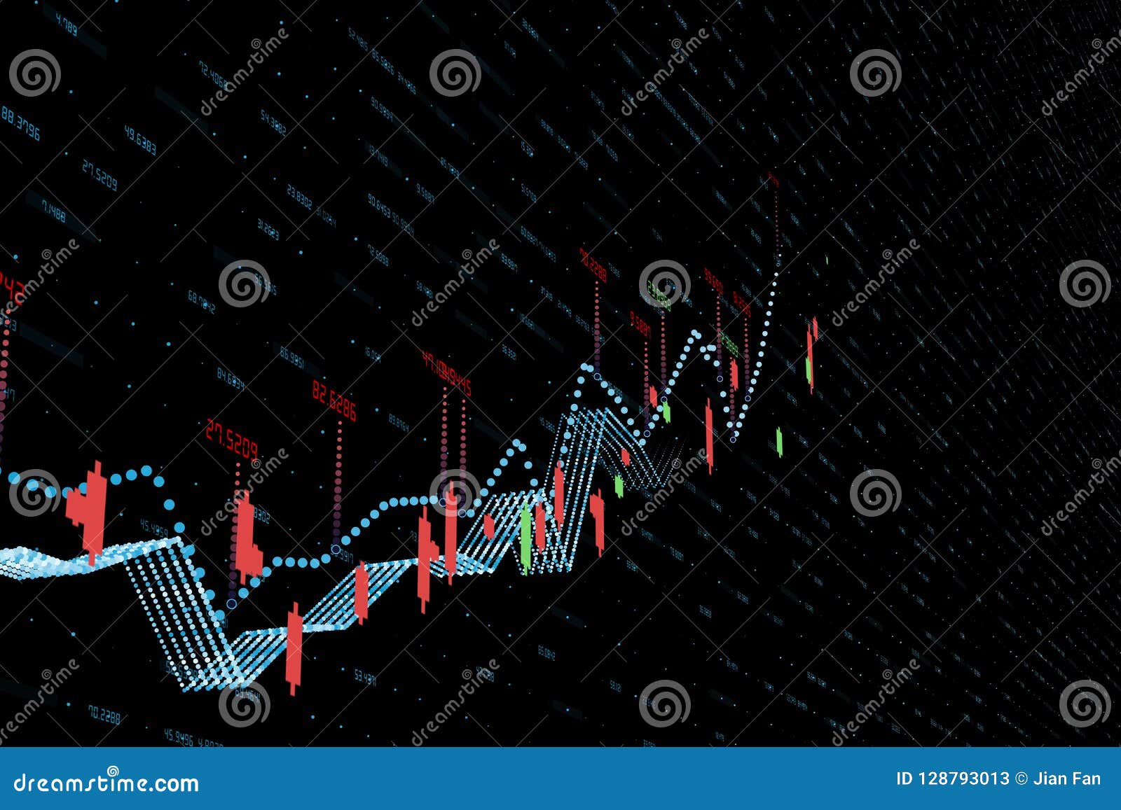 3d Rendering, Stock Chart with Black Background Stock Illustration ...