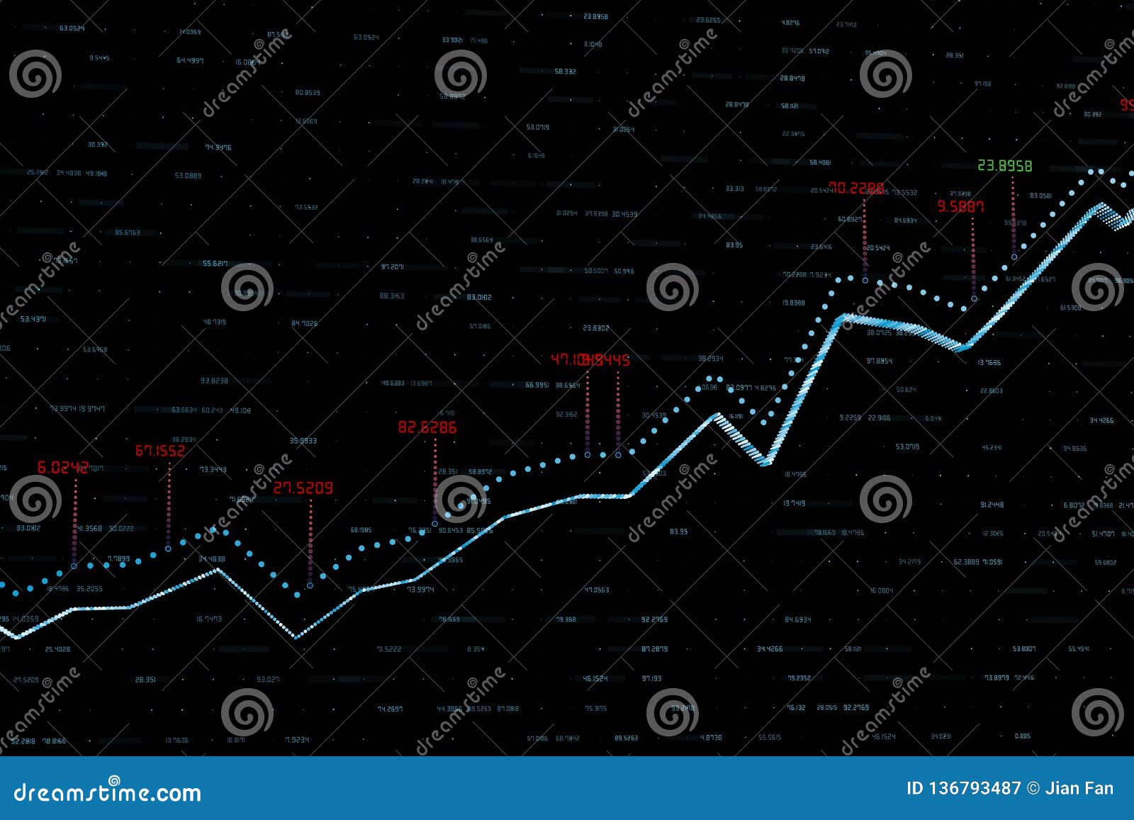 3d Rendering, Stock Chart with Black Background Stock Illustration ...