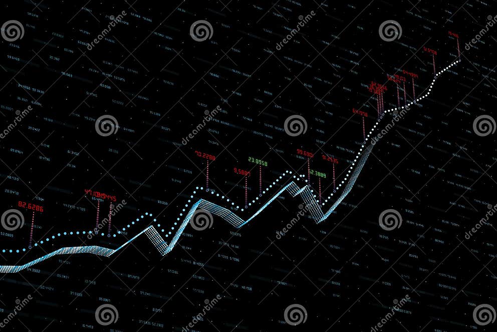 3d Rendering, Stock Chart with Black Background Stock Illustration ...