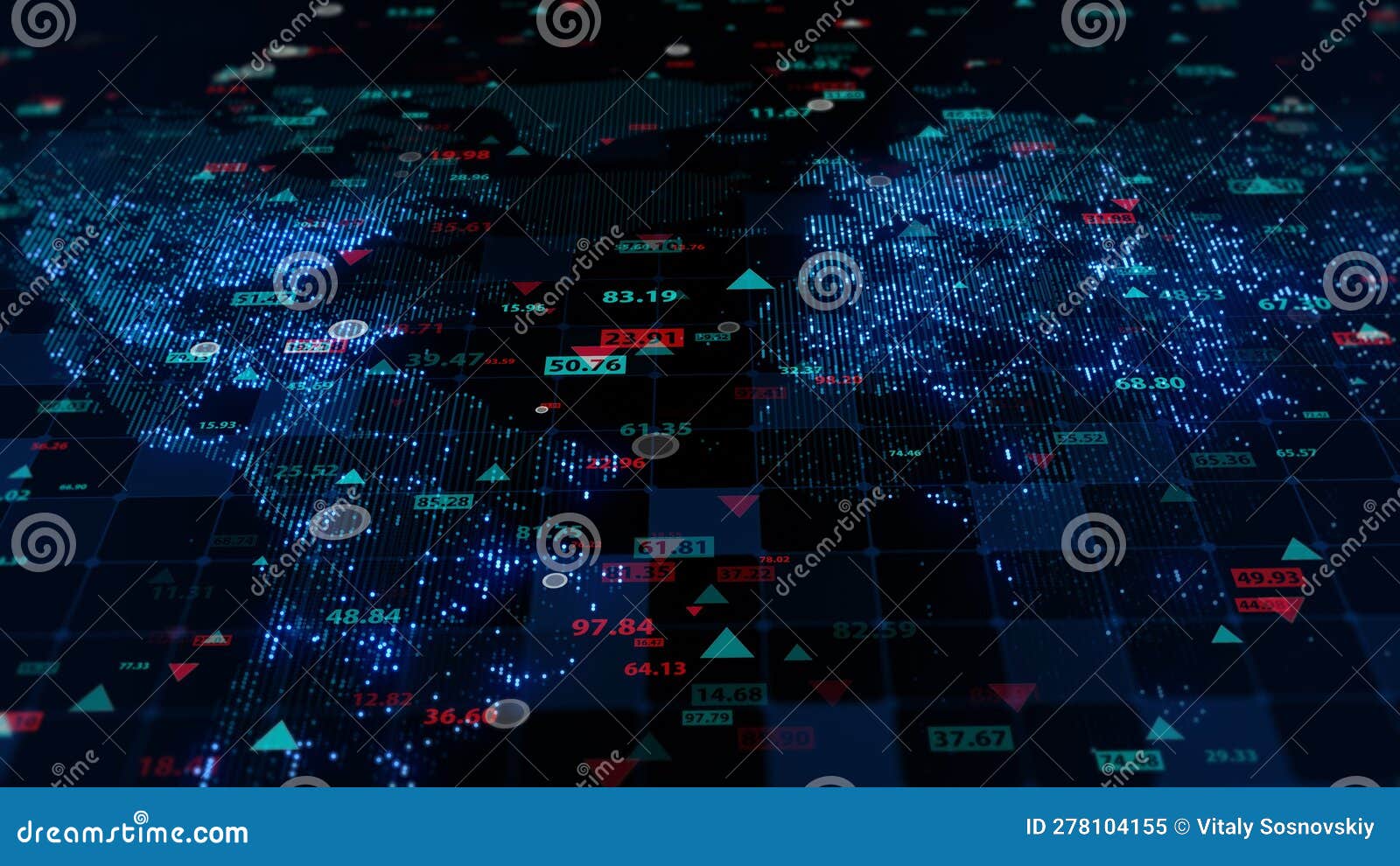 3d Rendering of Stock Market Data on Digital Earth Map Background Stock ...