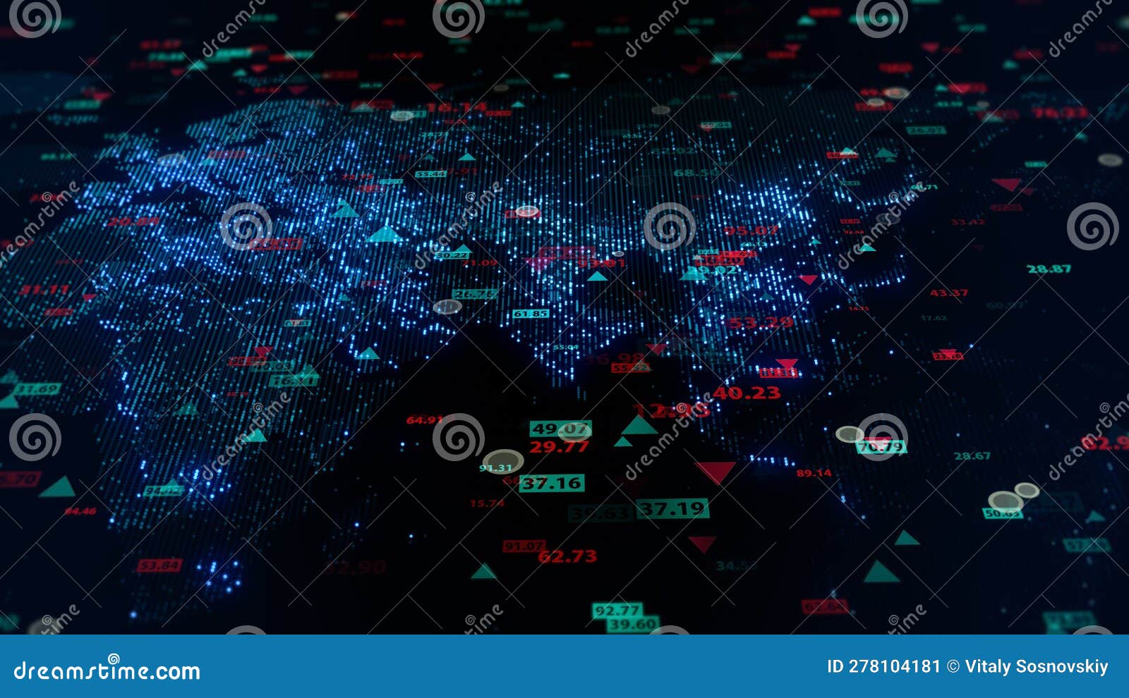 3d Rendering of Stock Market Data on Digital Earth Map Background Stock ...