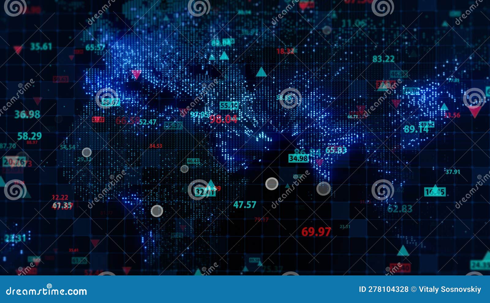 3d Rendering of Stock Market Data on Digital Earth Map Background Stock ...