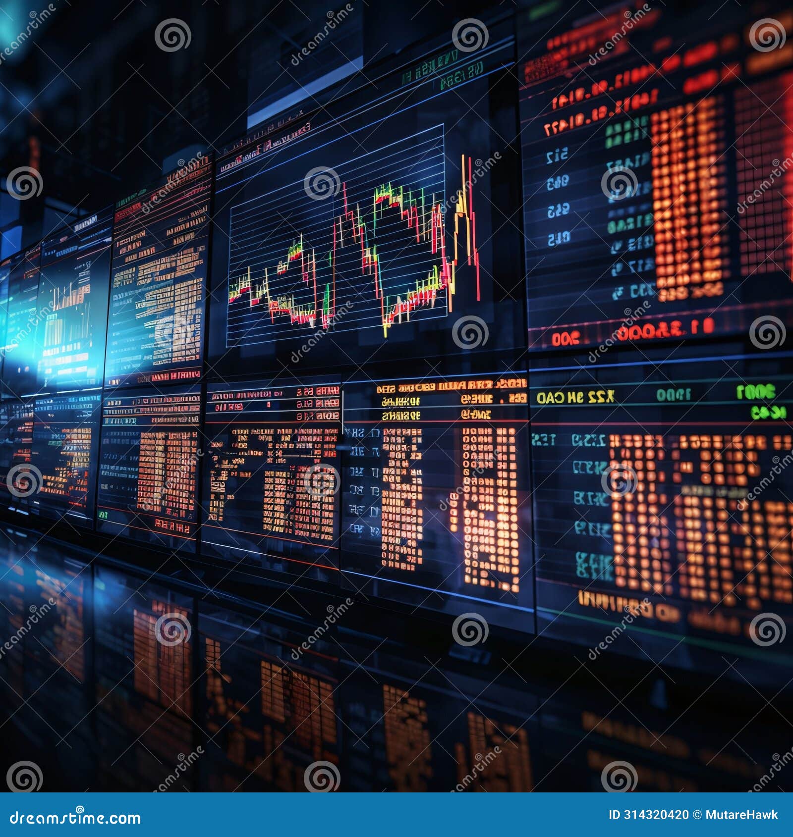 3d Rendering of Stock Market Data on Digital Screen. this is a Computer ...