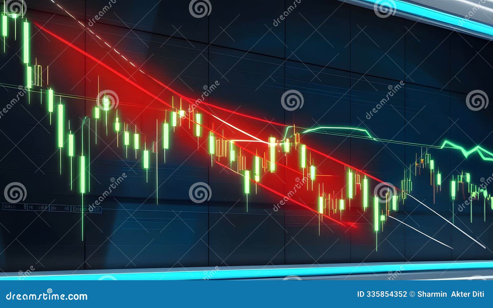 3D Rendering of Stock Market Graph and Candlestick Chart on Digital ...