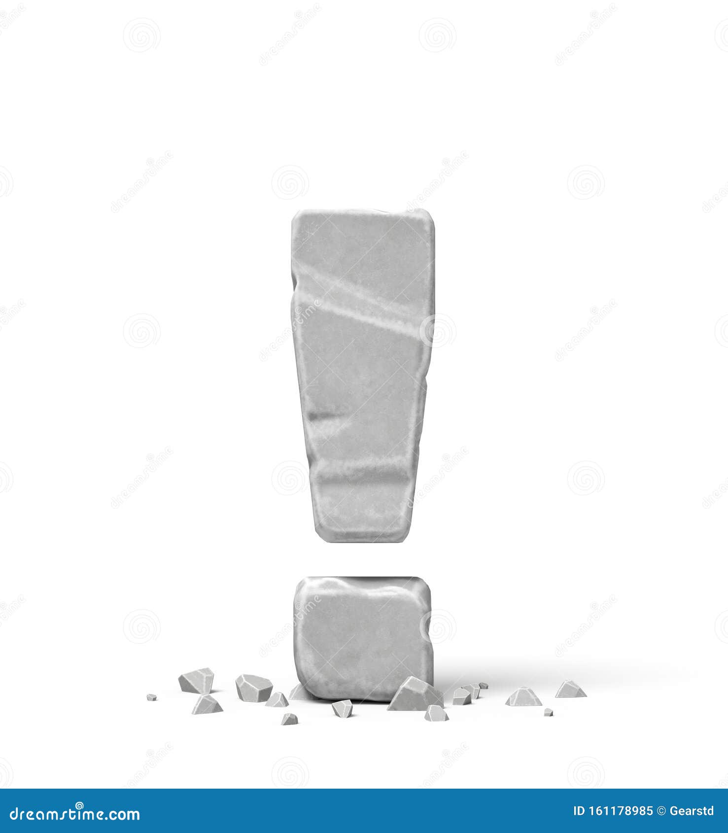 3d Rendering of Stone Concrete Exclamation Mark Stock Illustration ...