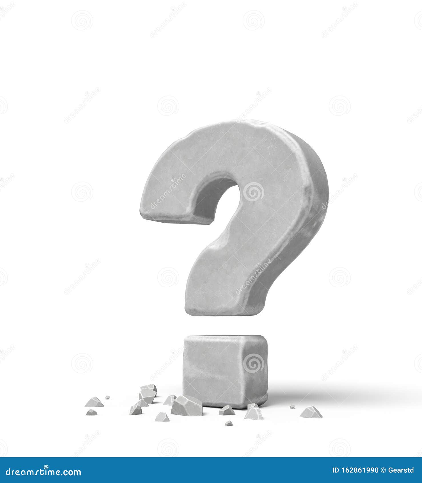 3d Rendering of Stone Concrete Question Mark Stock Illustration ...