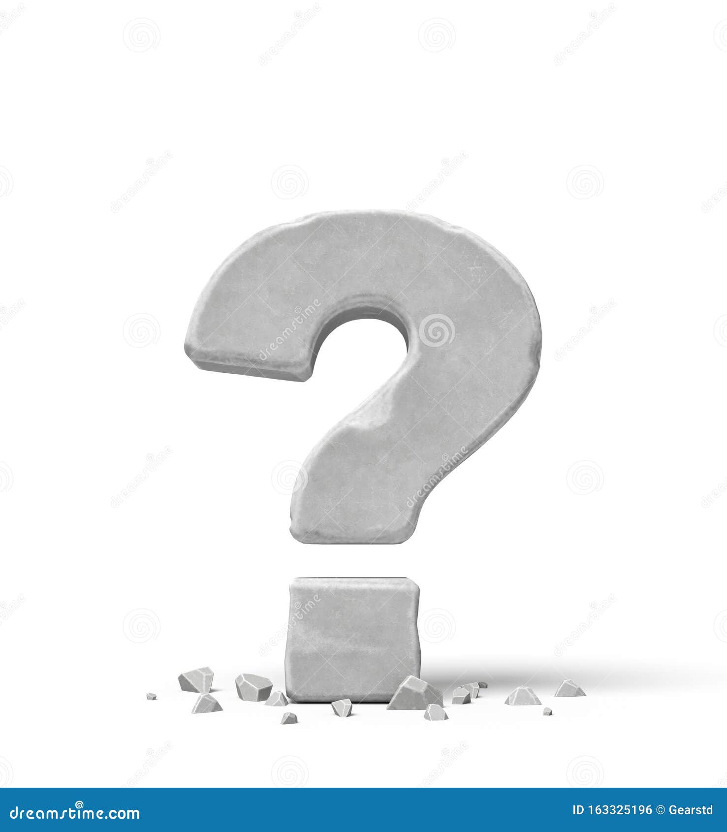 3d Rendering of Stone Concrete Question Mark Stock Illustration ...