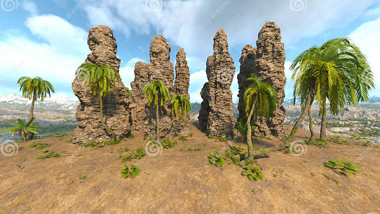 3D Rendering of Stone Monument Stock Image - Image of stone, landscape ...