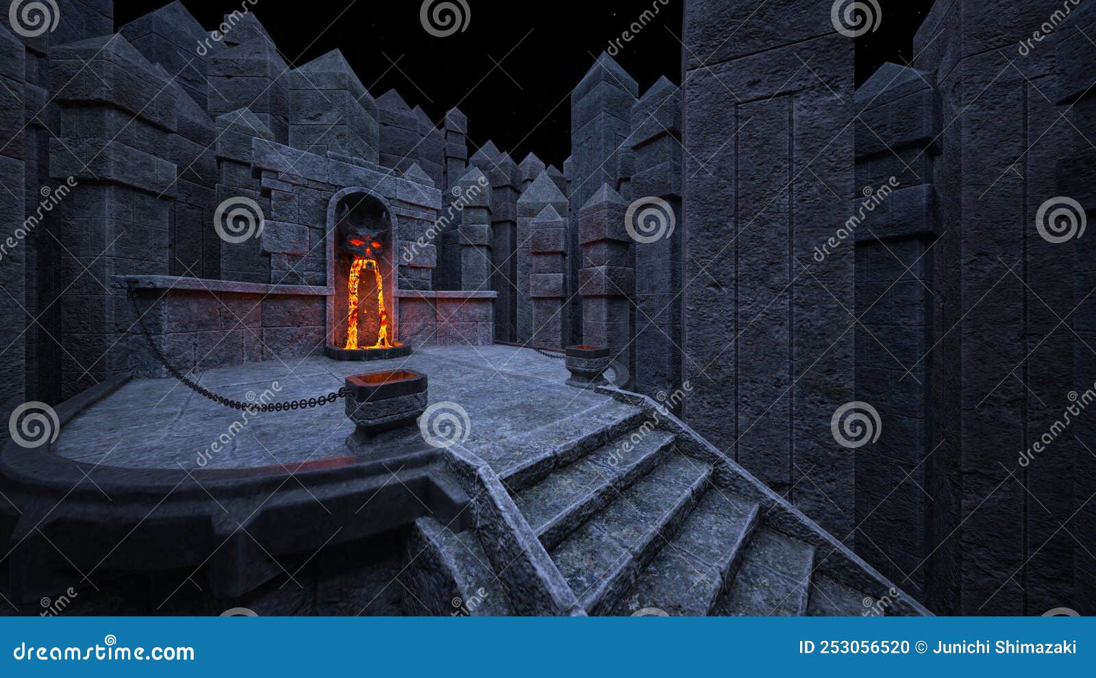 Pillar At The Temple At Edfu, Diminishing Triangles, Vintage Engraving ...