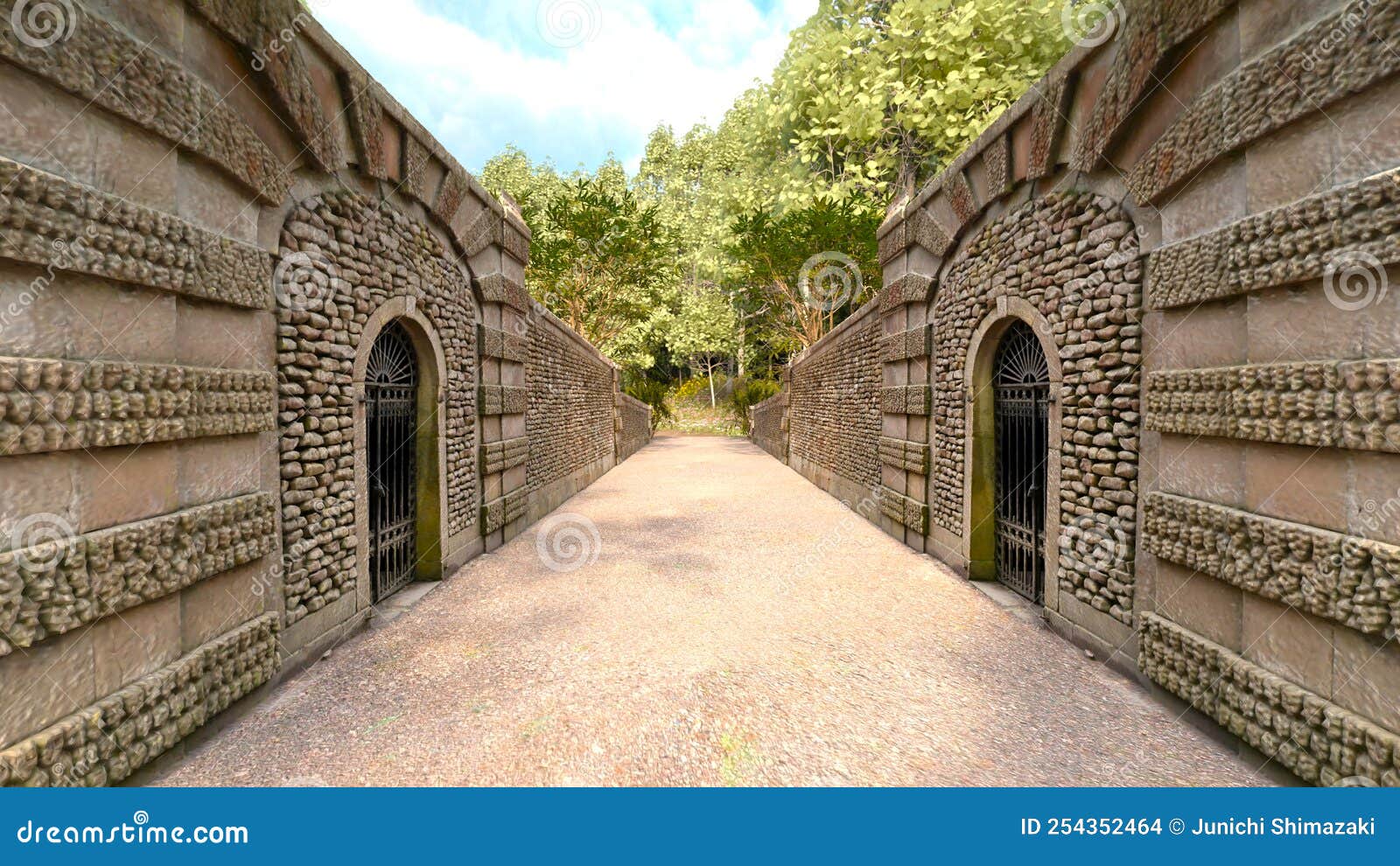 3D Rendering of the Stone Wall Pathway Stock Illustration ...
