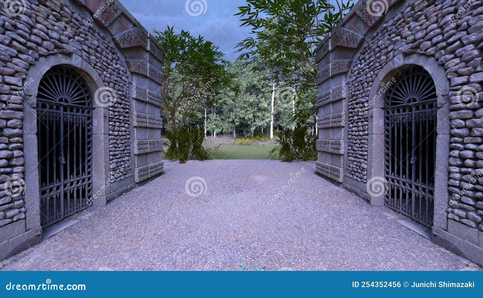 3D Rendering of the Stone Wall Pathway Stock Illustration ...