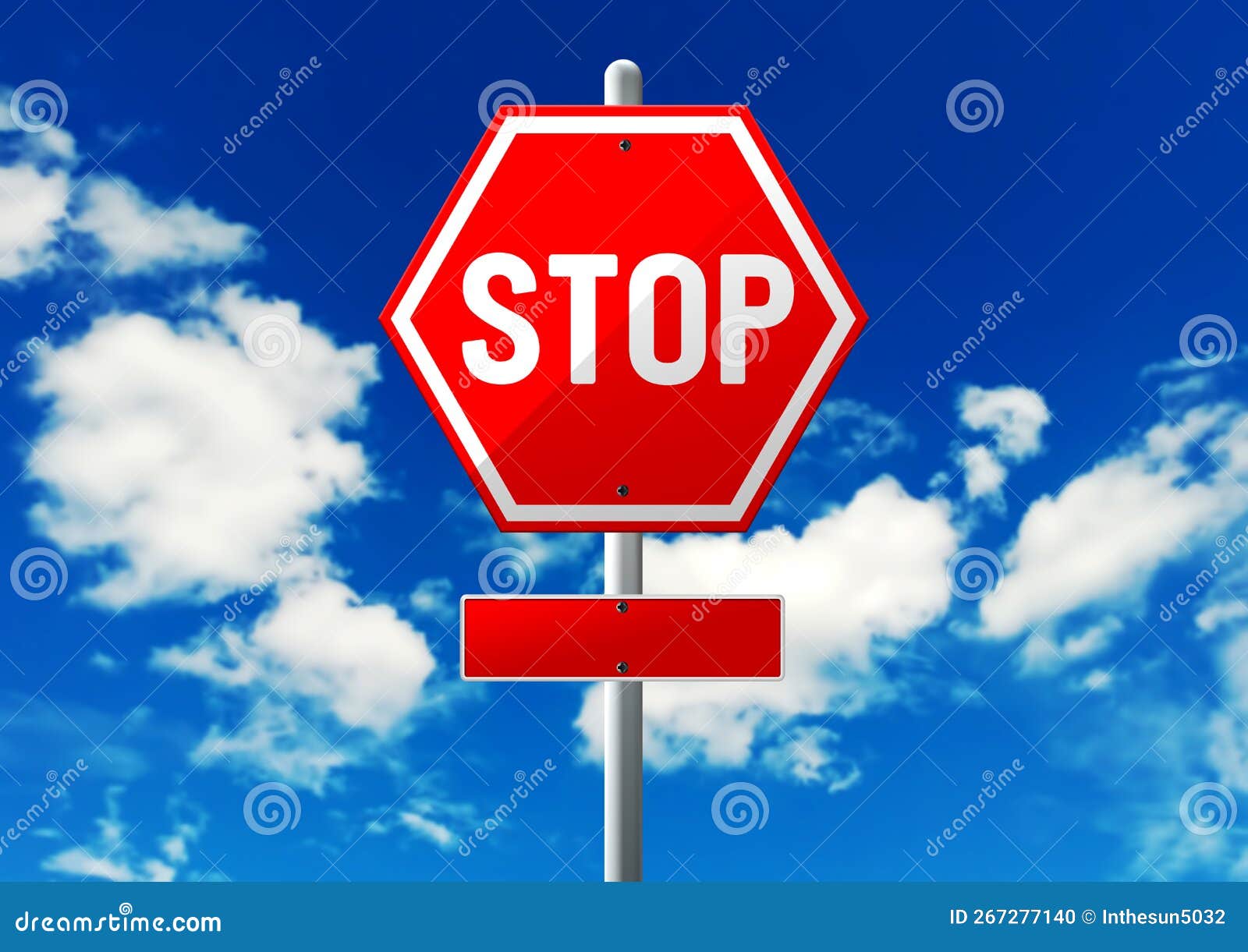 3d Rendering Stop Sign and Blue Sky Background Stock Illustration ...
