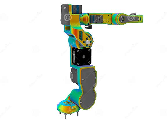 3D Rendering - Structural Analysis of a Robotic Arm Stock Illustration ...